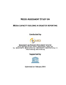 Needs assessment study on media capacity building in disaster reporting ...