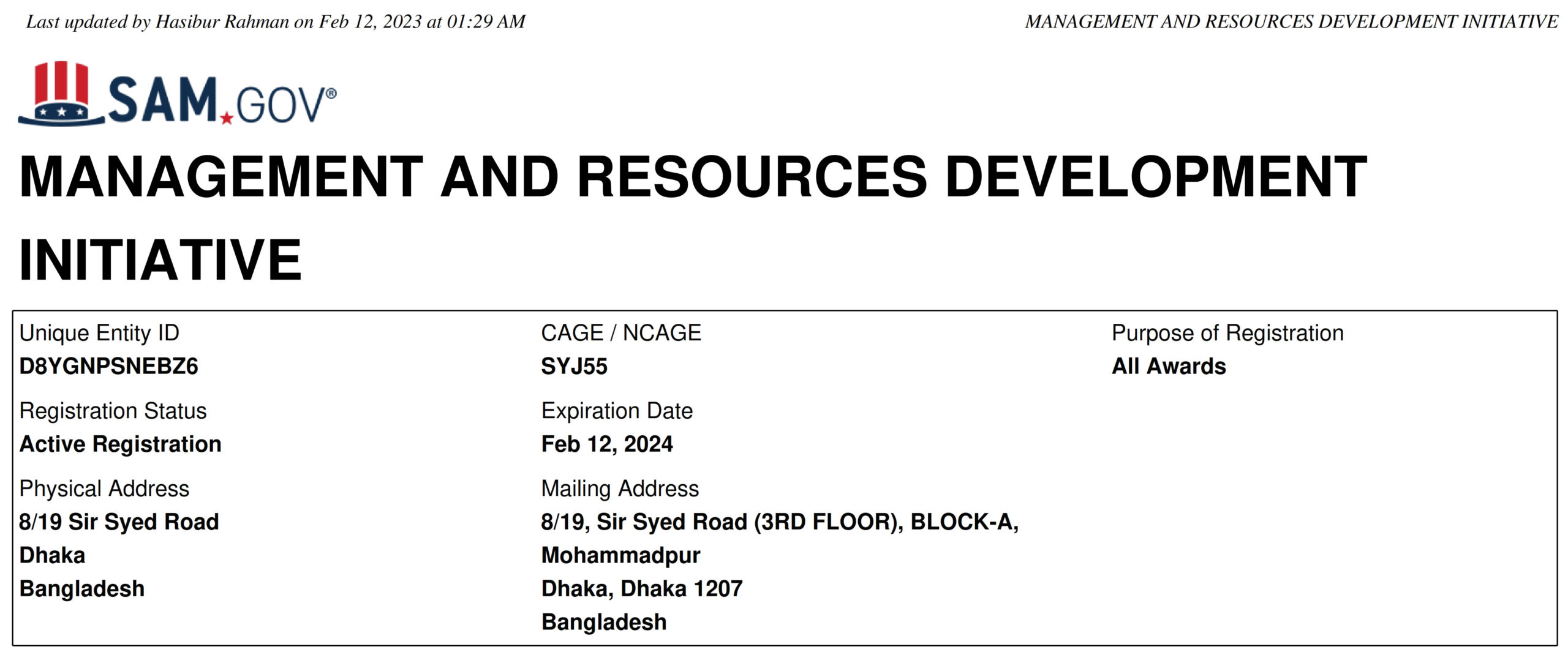 SAM Status | Media Resources Development Initiative